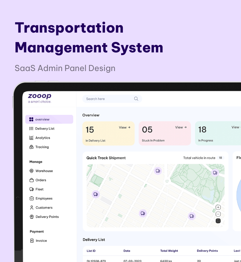 SaaS Based Transportation Management System | SaaS Admin Panel Design